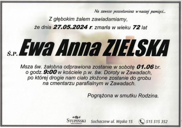 Nekrologi - Zakład Pogrzebowy Stupiński Sochaczew